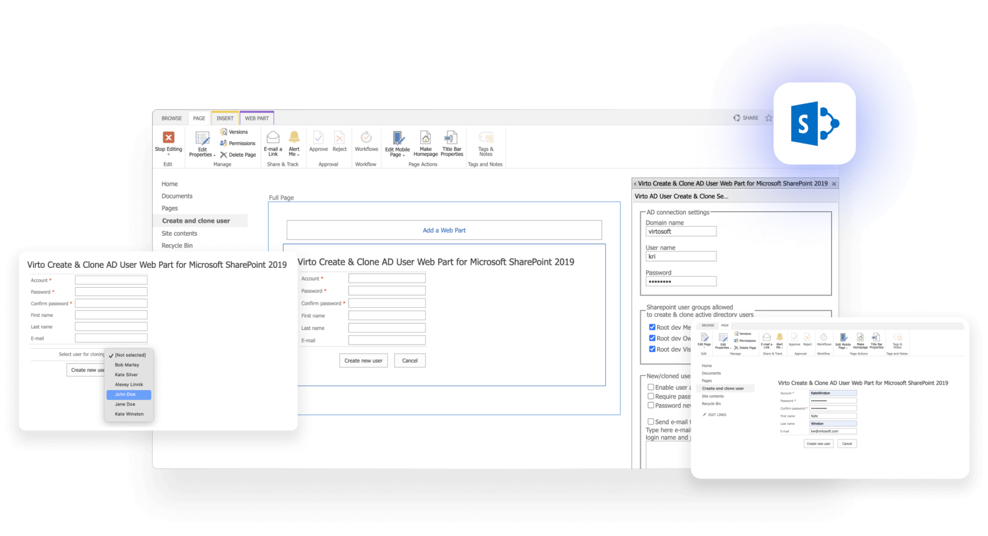 Virto Active Directory Create & Copy User Web Part | Try now