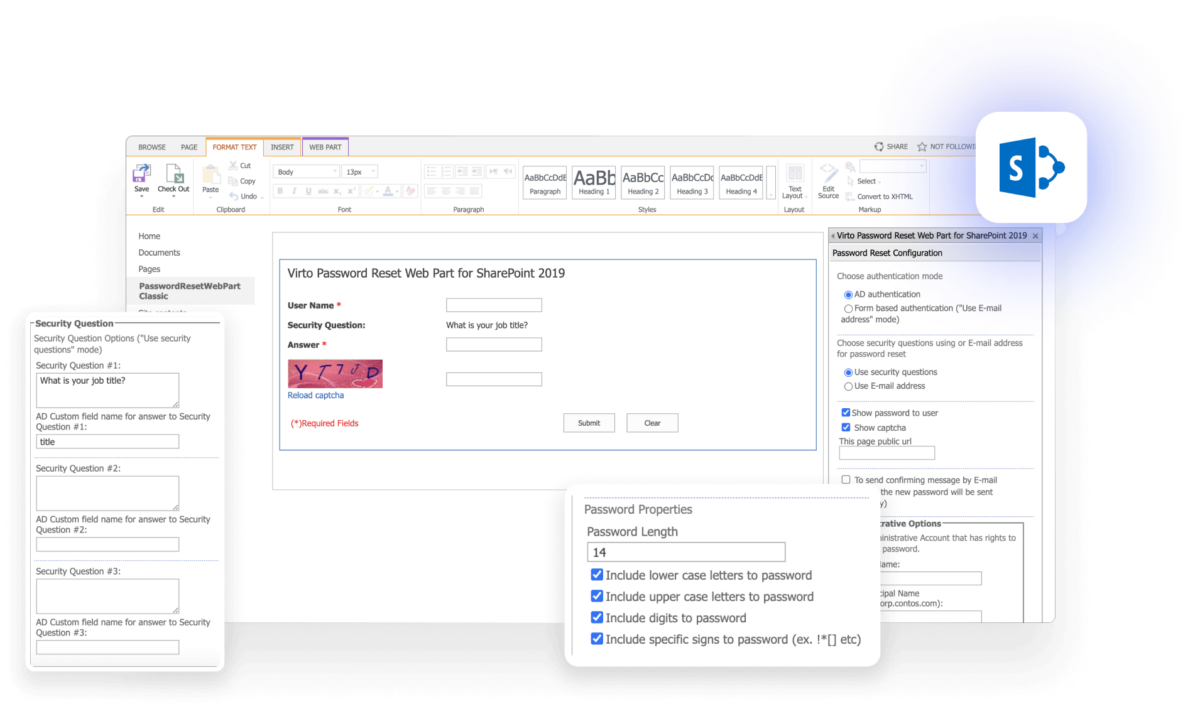 Virto Password Reset & Recovery Web Part for SharePoint