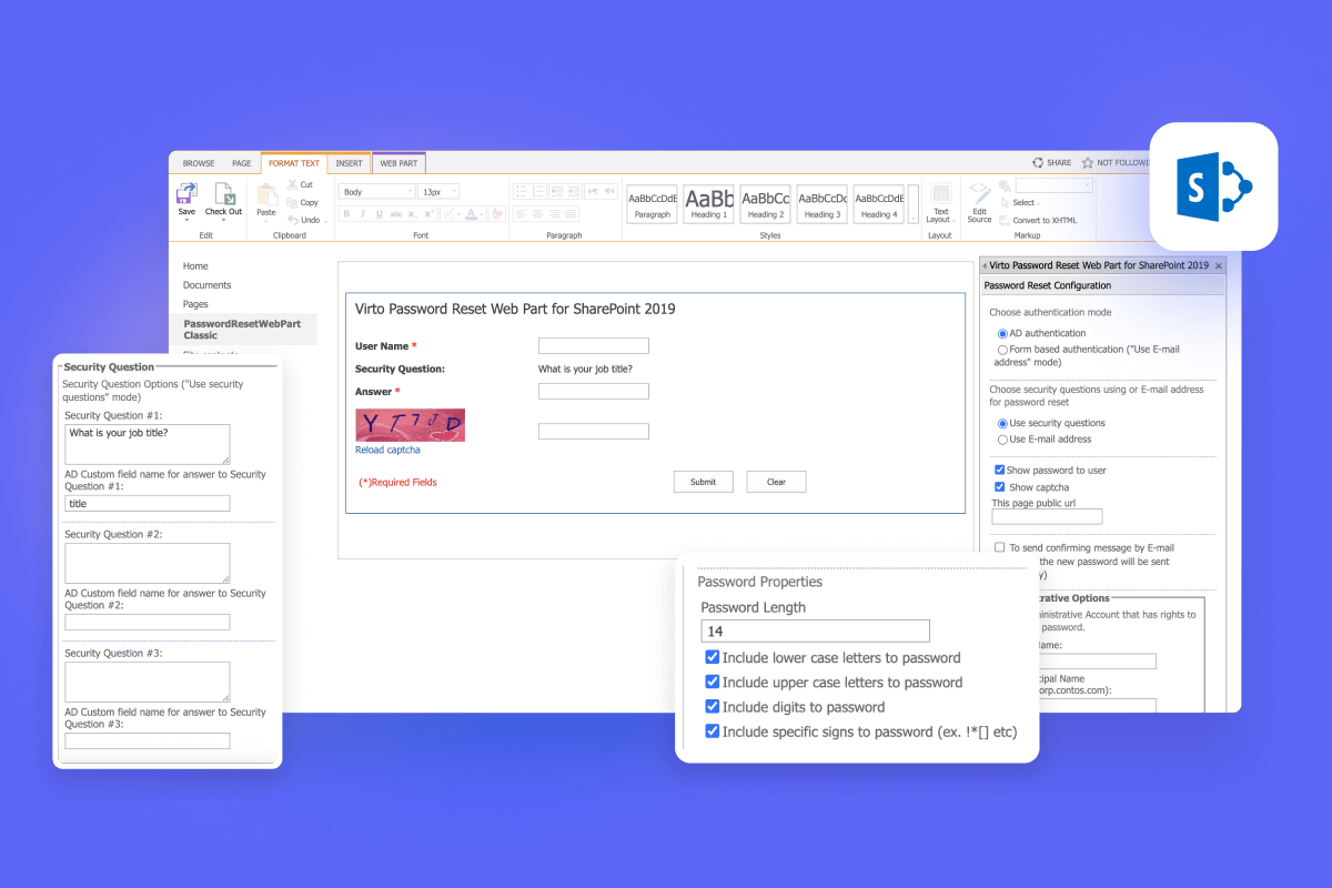 Virto Password Reset & Recovery Web Part for SharePoint