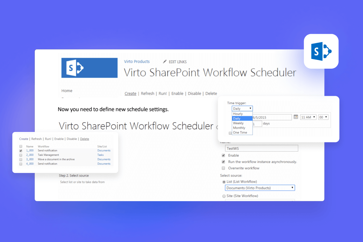 Virto Workflow Scheduler Web Part für SharePoint