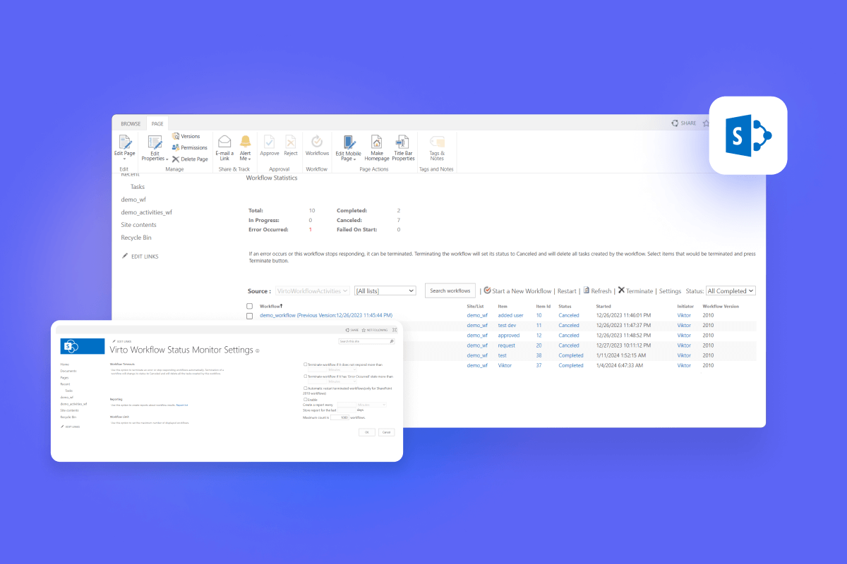 Virto Workflow Status Monitor Web Part for SharePoint